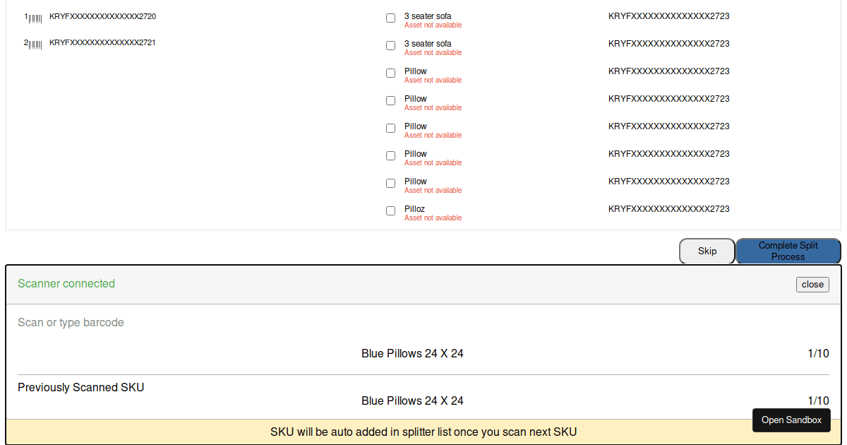 asset splitter - Codesandbox