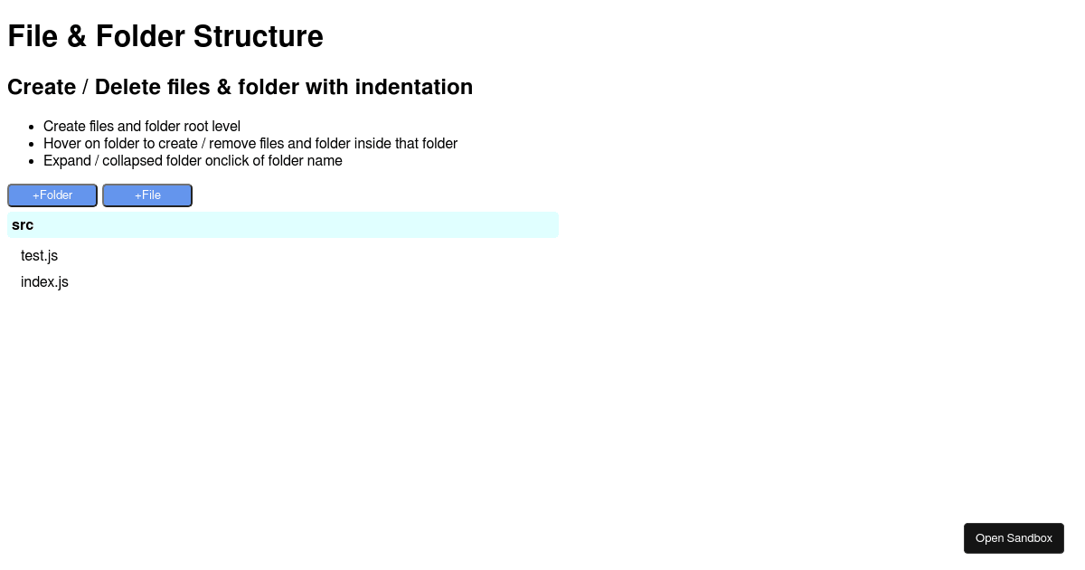 File Folder indentation react js - Codesandbox