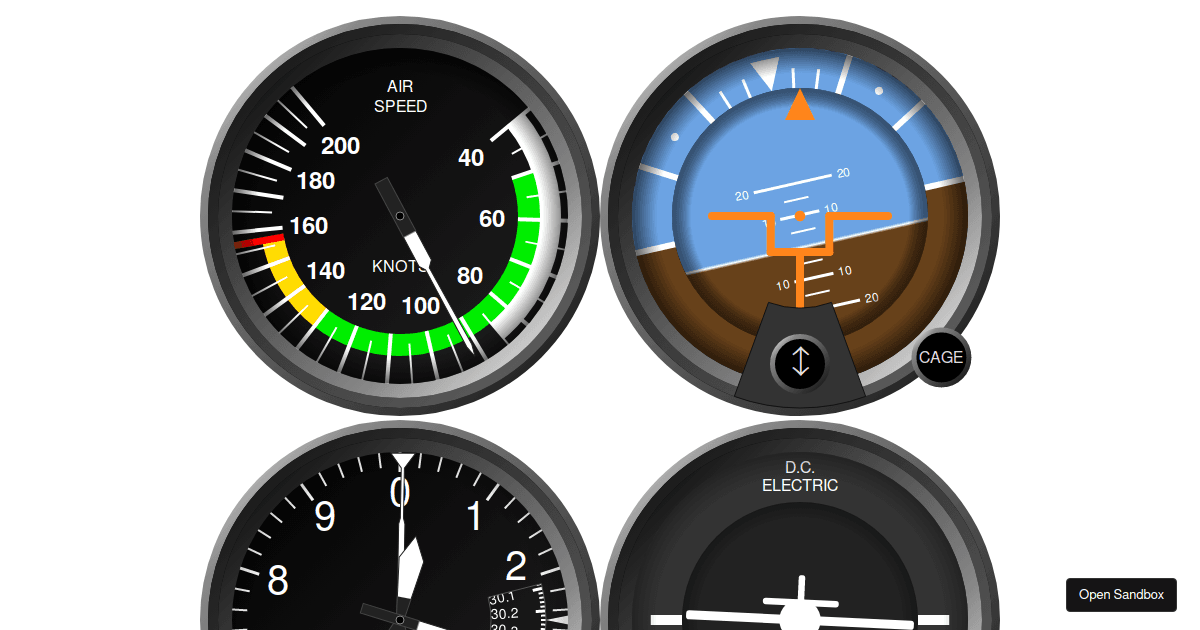 six-pack-flight-instruments - Codesandbox
