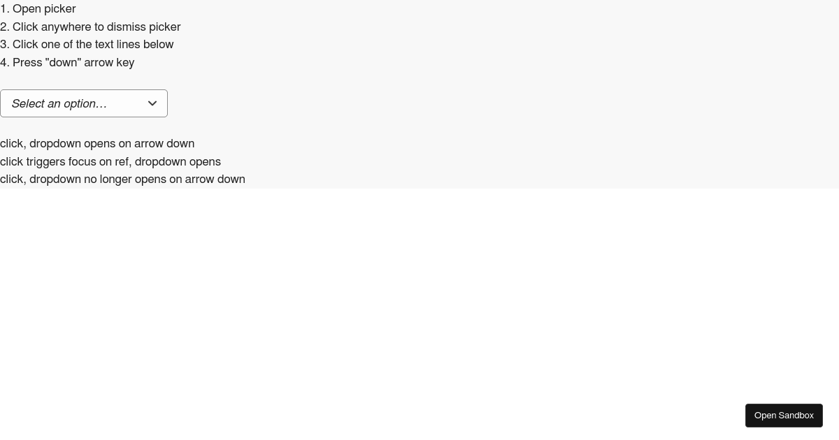 dropdown focus - Codesandbox