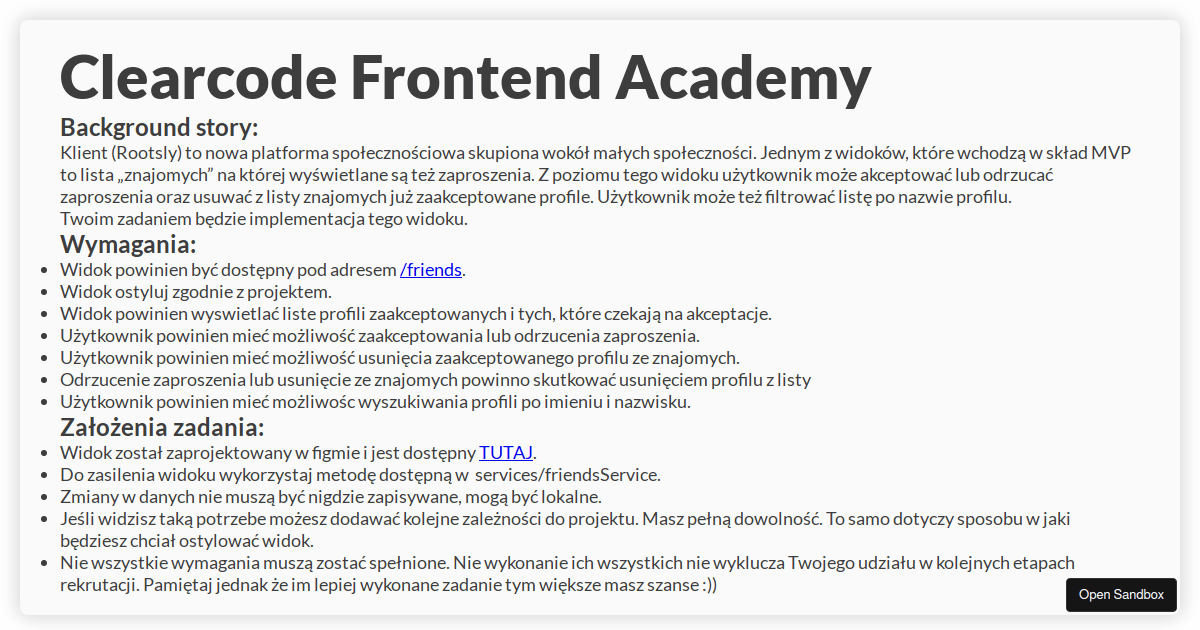 clearcode-frontend-academy-react-forked - Codesandbox
