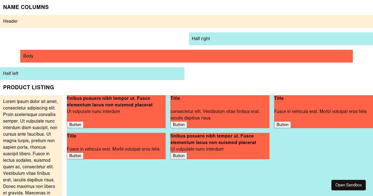 css subgrid & named columns/rows - Codesandbox