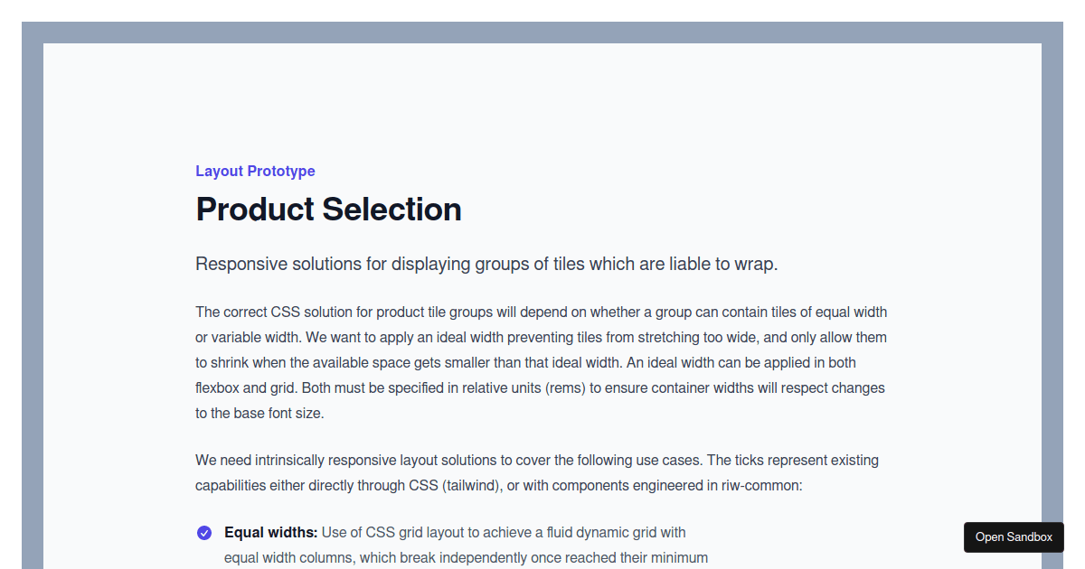 Product Selection Prototype - Codesandbox