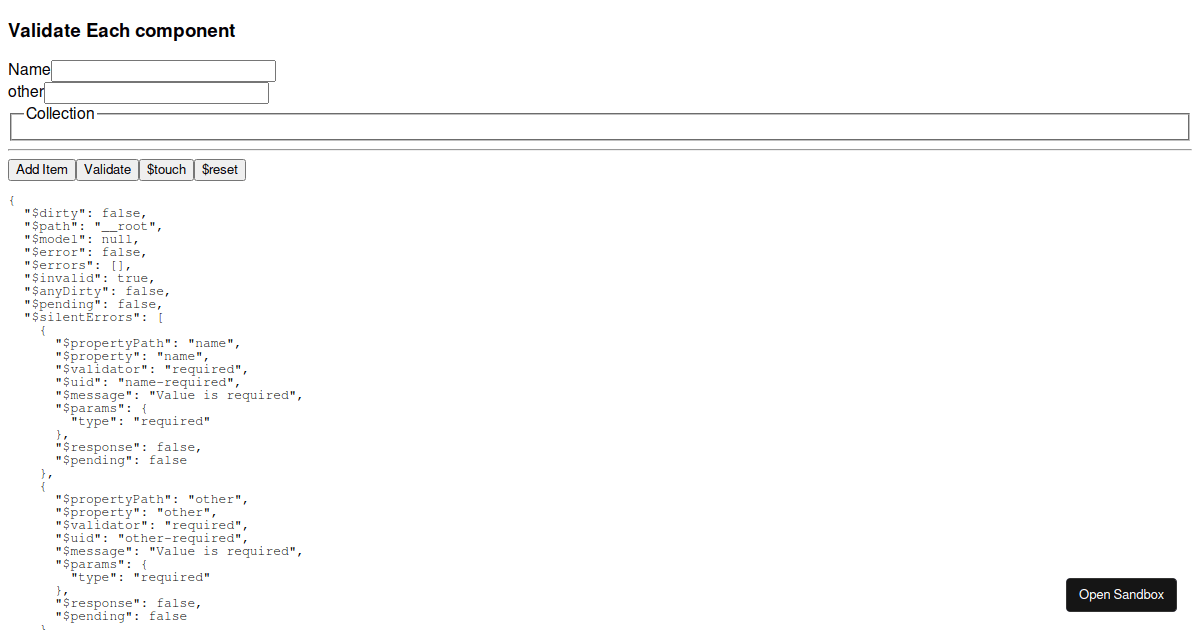 Vuelidates Collections With Validate Each Component Codesandbox