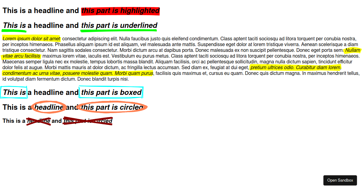 highlight ems - Codesandbox