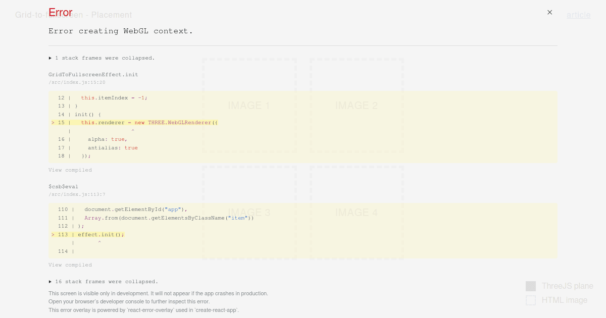 ThreeJS Grid to Fullscreen Demo 1# - Codesandbox