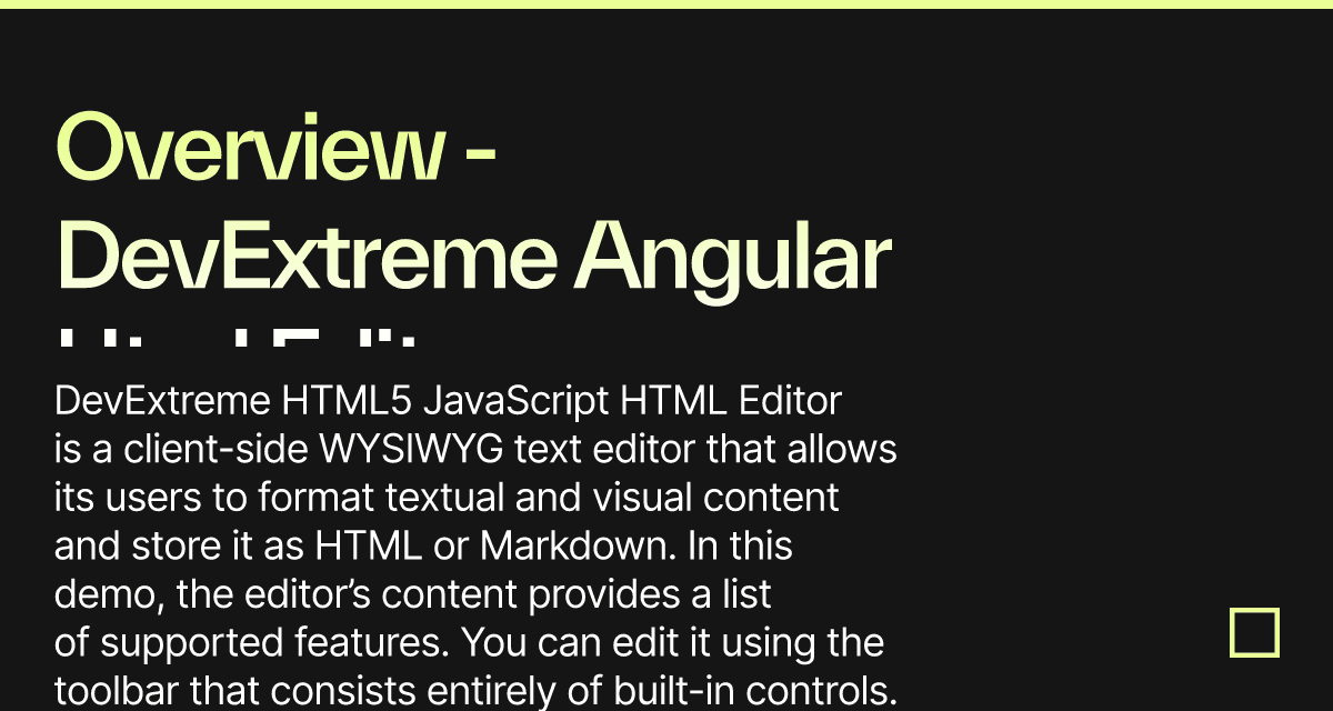Overview - DevExtreme Angular Html Editor - Codesandbox