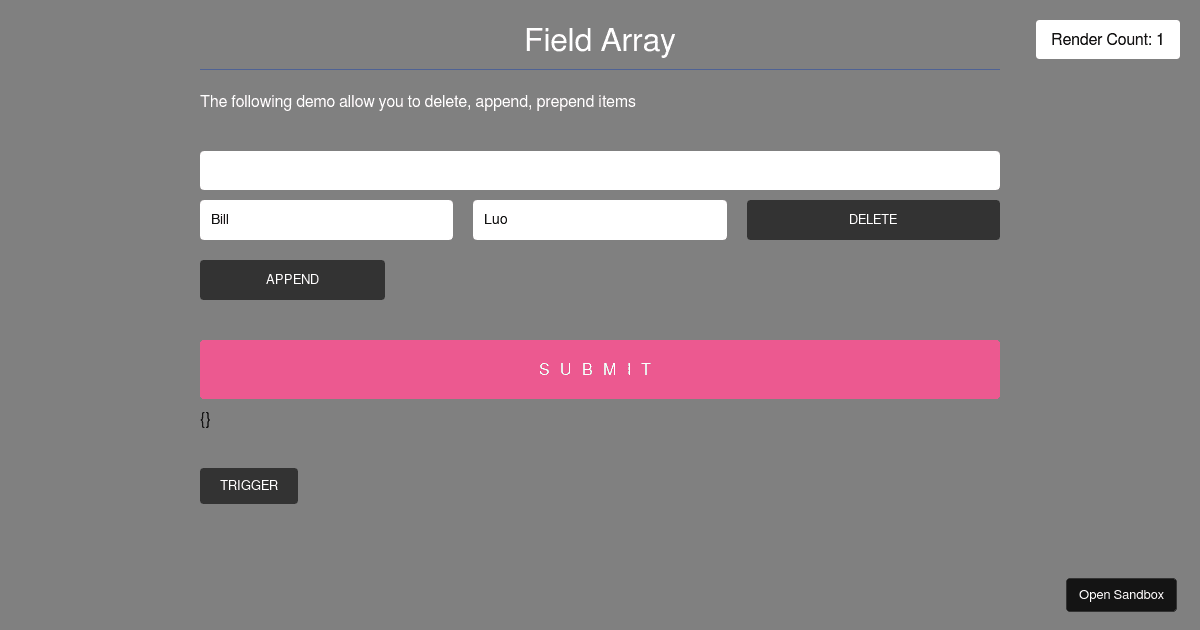 React Hook Form - useFieldArray Template - Codesandbox