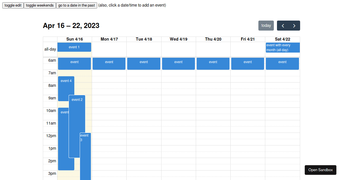 FullCalendar Vue - Codesandbox