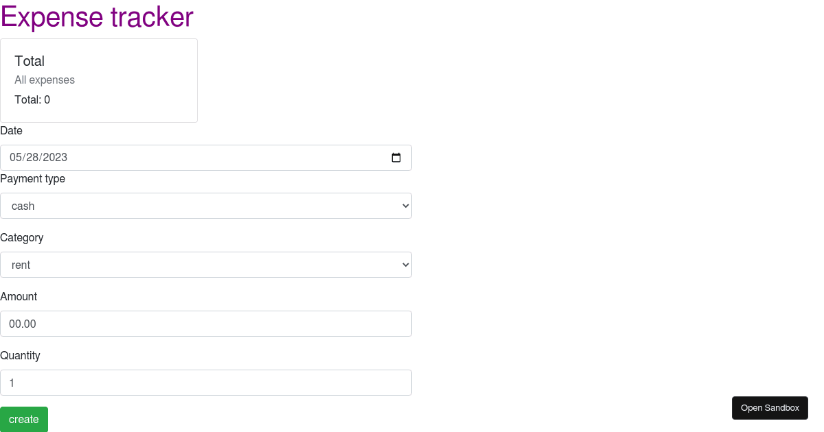 Udemy Svelte Expense report - Codesandbox