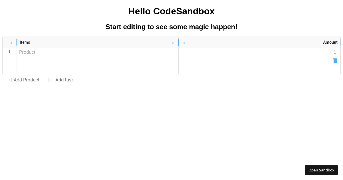 Dynamic DataGrid MUI - Codesandbox