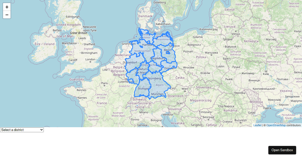 How To Select Area On React Leaflet V3x Map Using External Select Dropdown Component