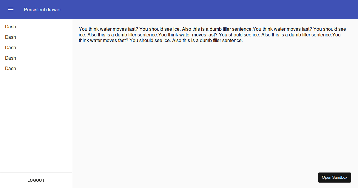 Material UI Persistent & Clipped Drawer - Codesandbox
