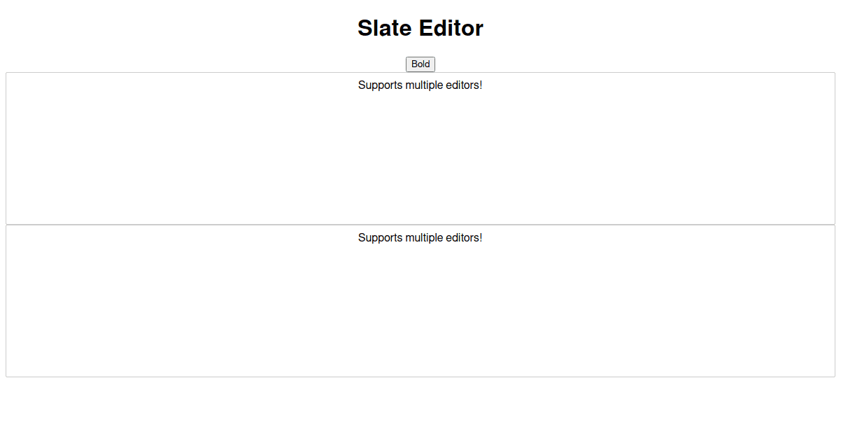 Slate - Multiple Editors + One Toolbar - Codesandbox