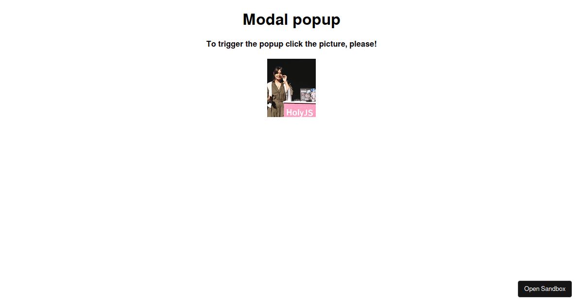 How to set a Modal popup with an image in React - Codesandbox