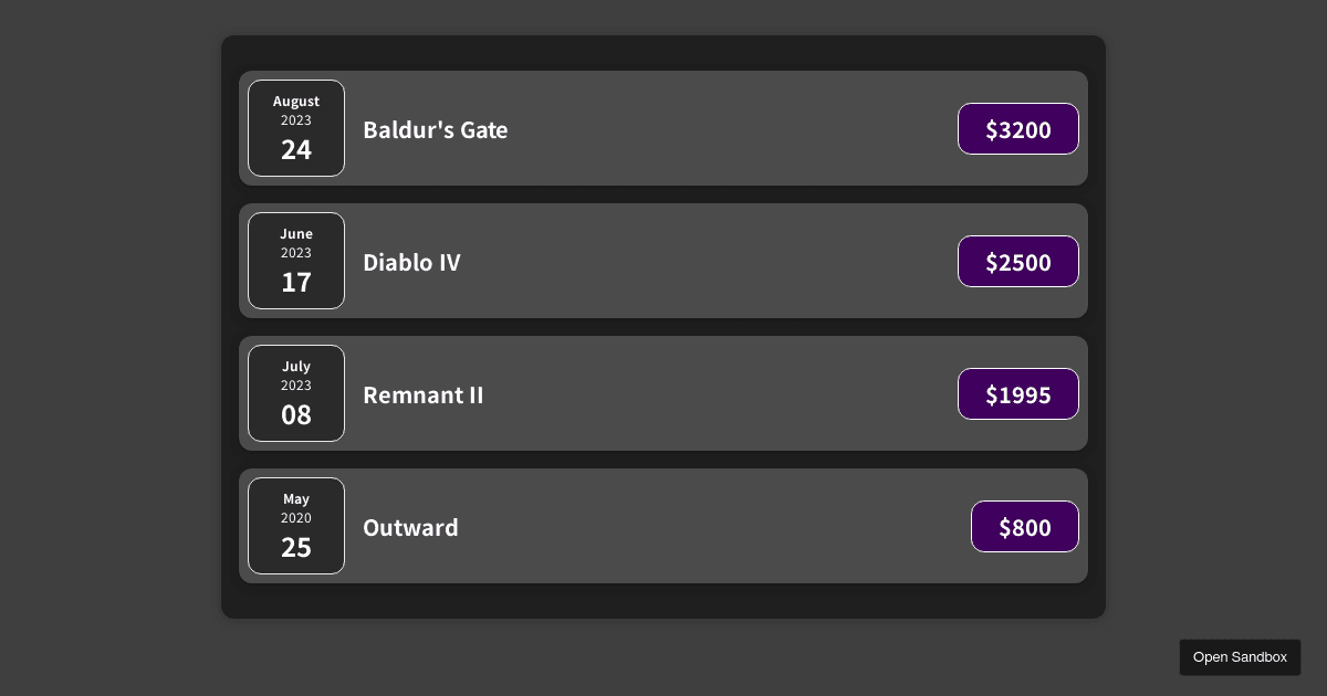 First React for me - Codesandbox
