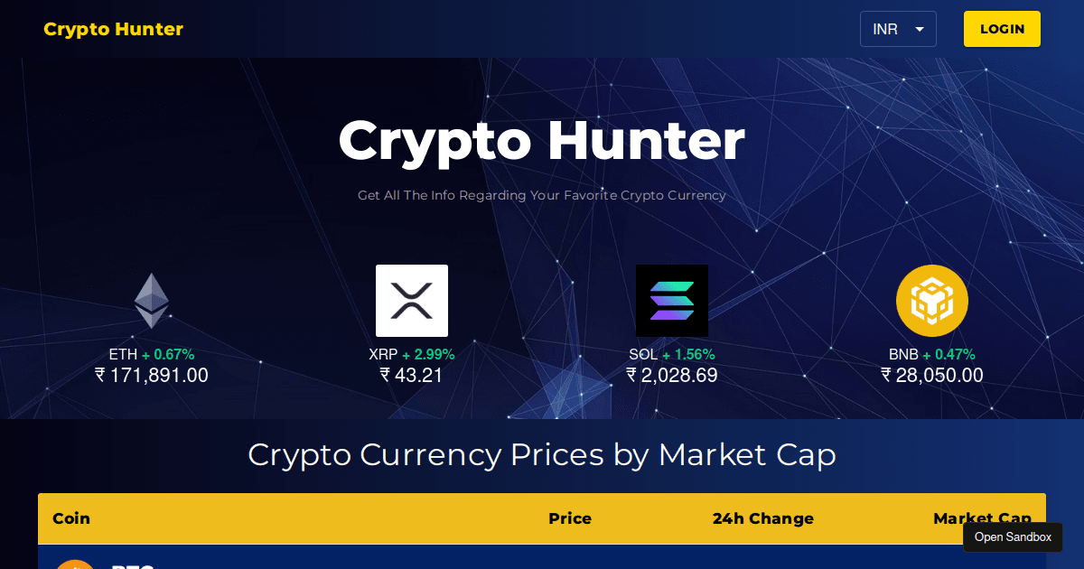 crypto-hunter - Codesandbox