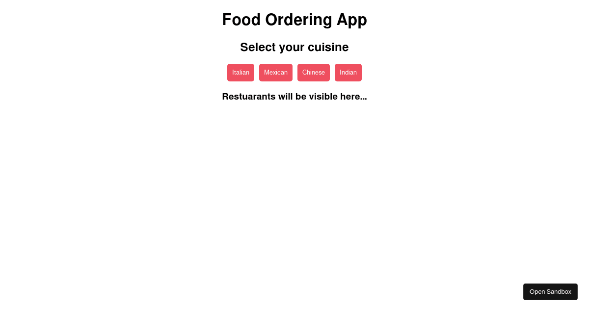 Restaurant app - Codesandbox