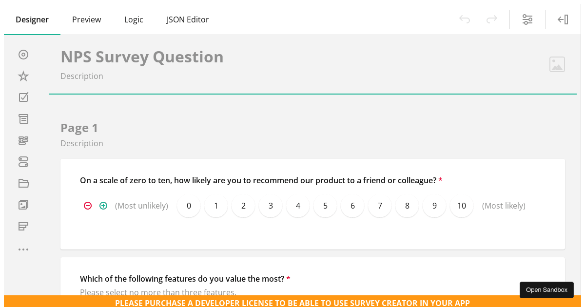 Surveyjs Creator Vue Codesandbox