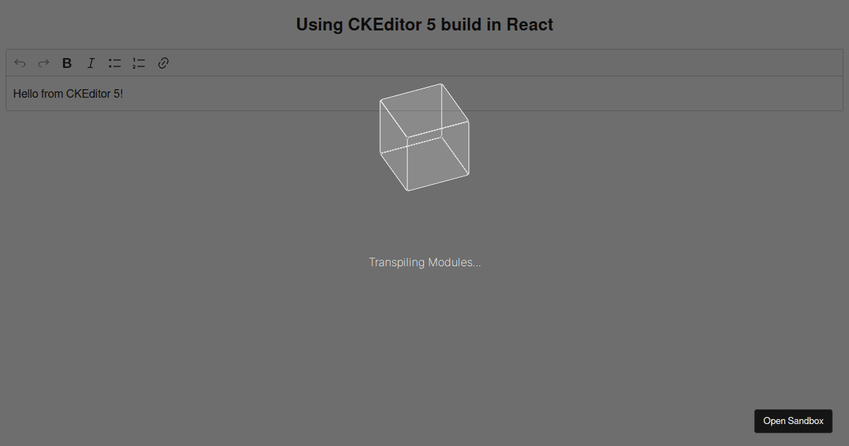 CKEditor config example (forked) - Codesandbox