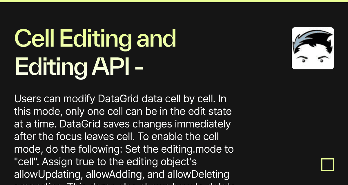 Cell Editing and Editing API - DevExtreme Data Grid (forked) - Codesandbox