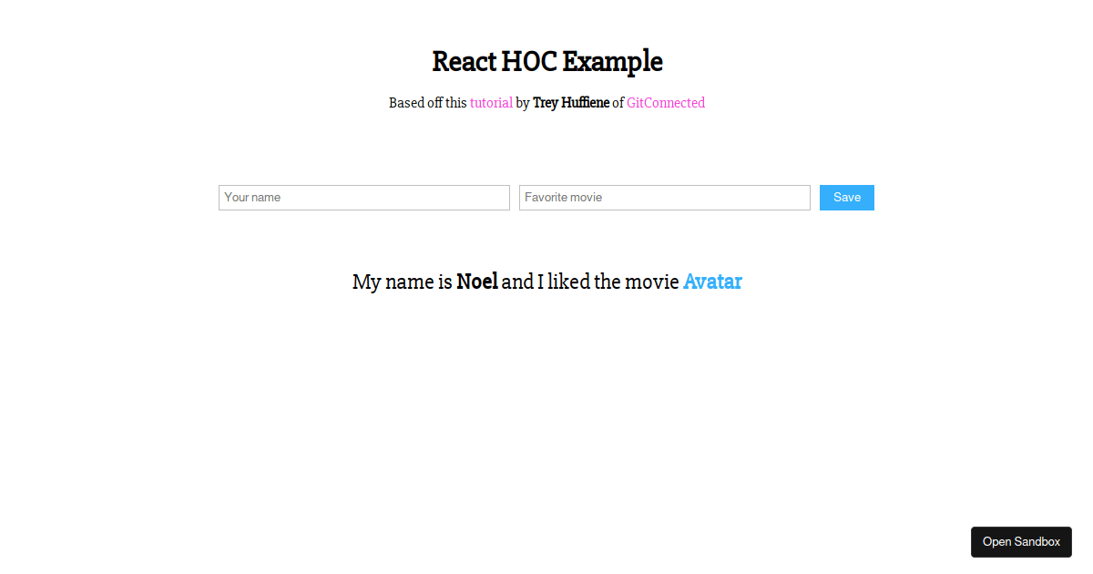 React HOC Example - Codesandbox
