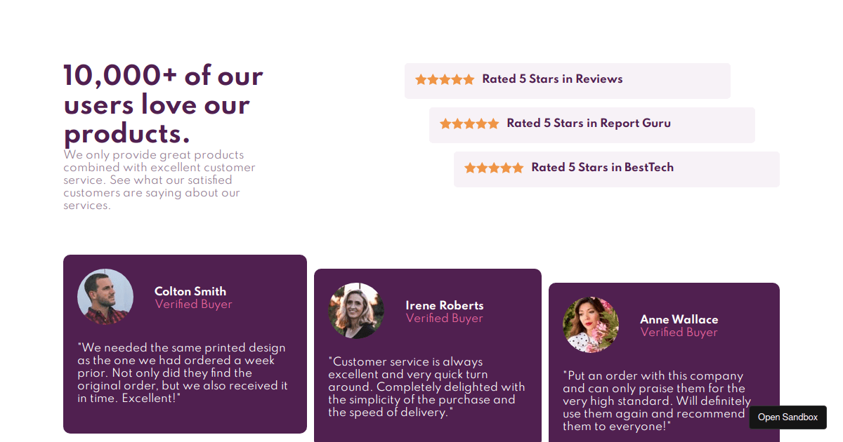 Social-Proof-Section - Codesandbox