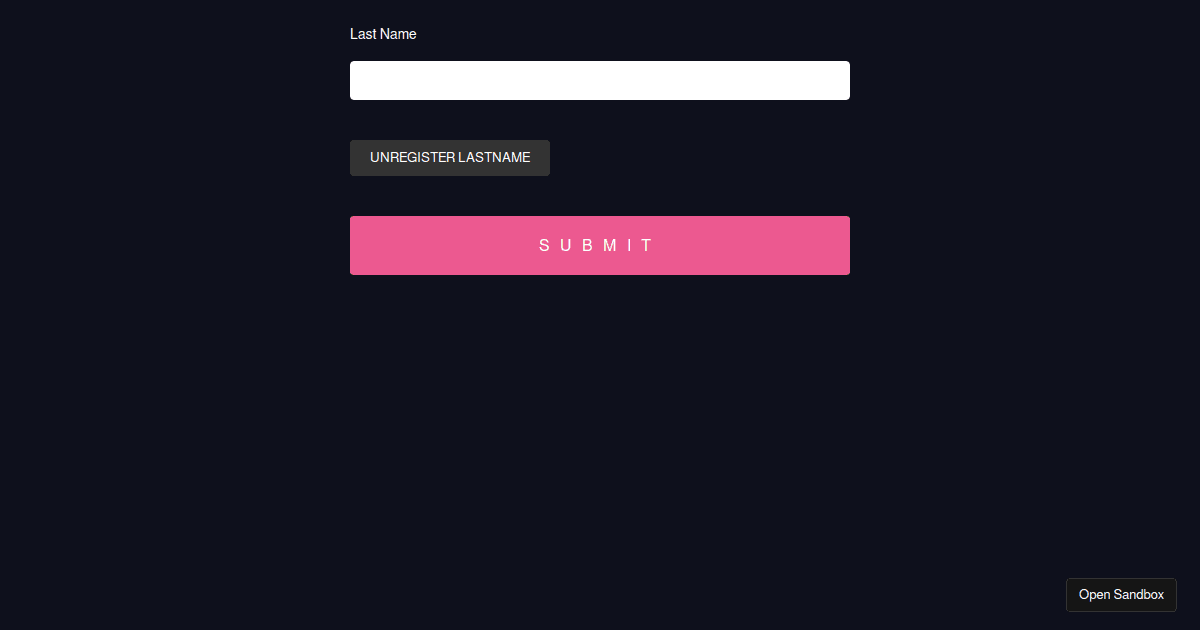 react-hook-form-unregister-v6 (forked) - Codesandbox