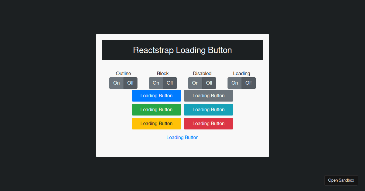 Reactstrap loading Button - Codesandbox