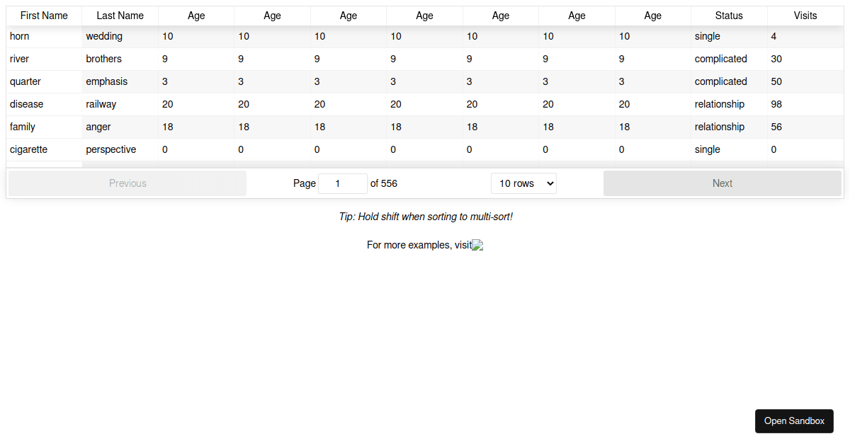React-Table - Simple Table - Codesandbox