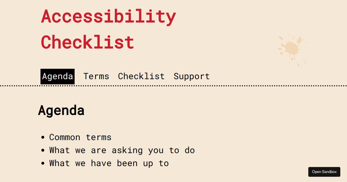 Accessibility Checklist - Codesandbox