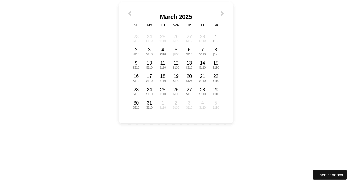 datepicker - Codesandbox