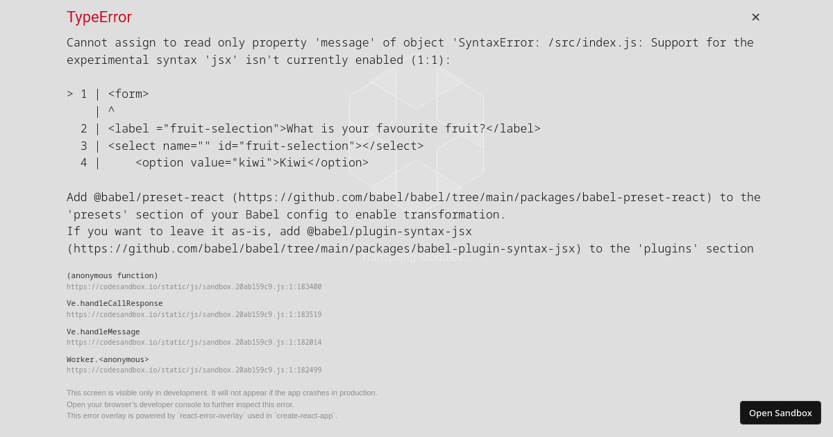 HTML Select Element / Challenge (forked) - Codesandbox