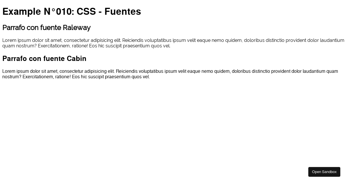 Example N°010: CSS - Fuentes - Codesandbox