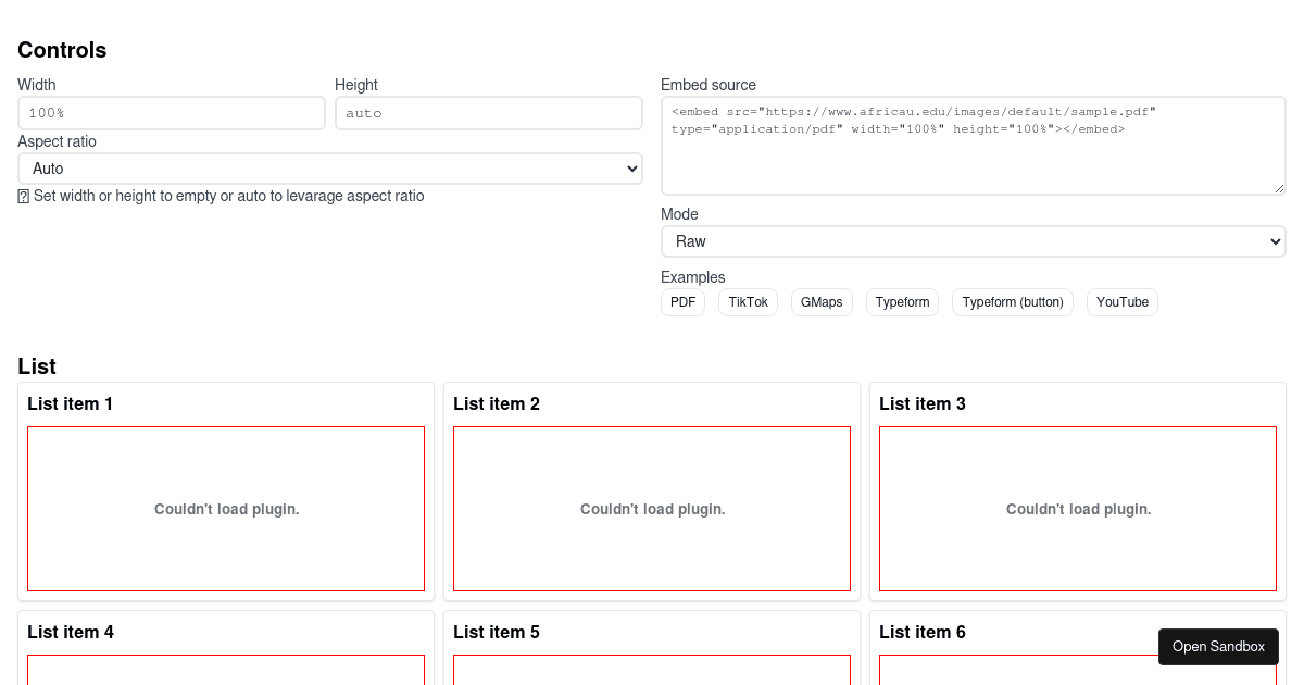 embeds - Codesandbox