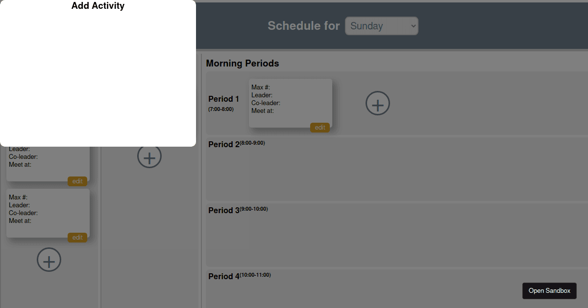 activity scheduler - Codesandbox