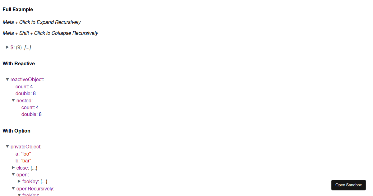 Object Visualizer Codesandbox