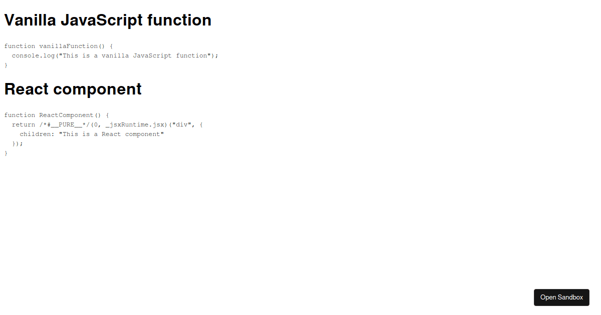 toString() on React component - Codesandbox