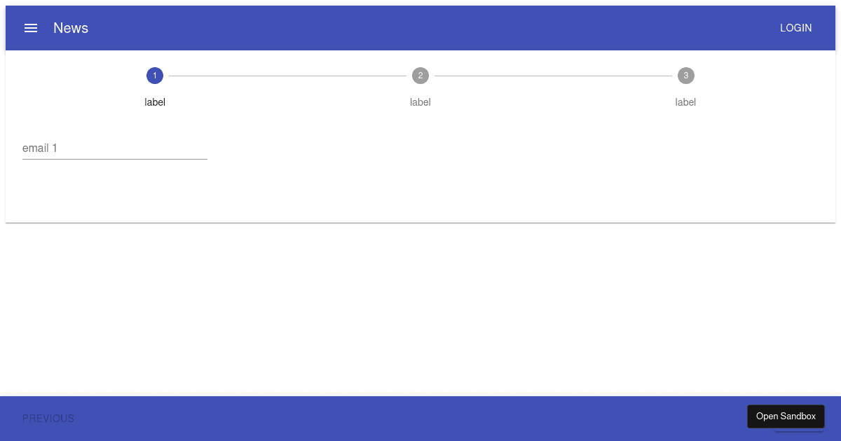 Material-ui stepper form (forked) - Codesandbox