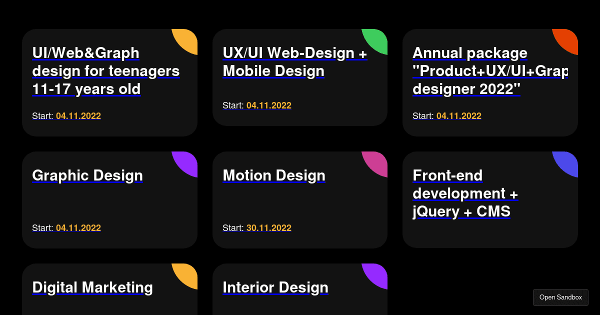 Item Hover Color Background - Codesandbox