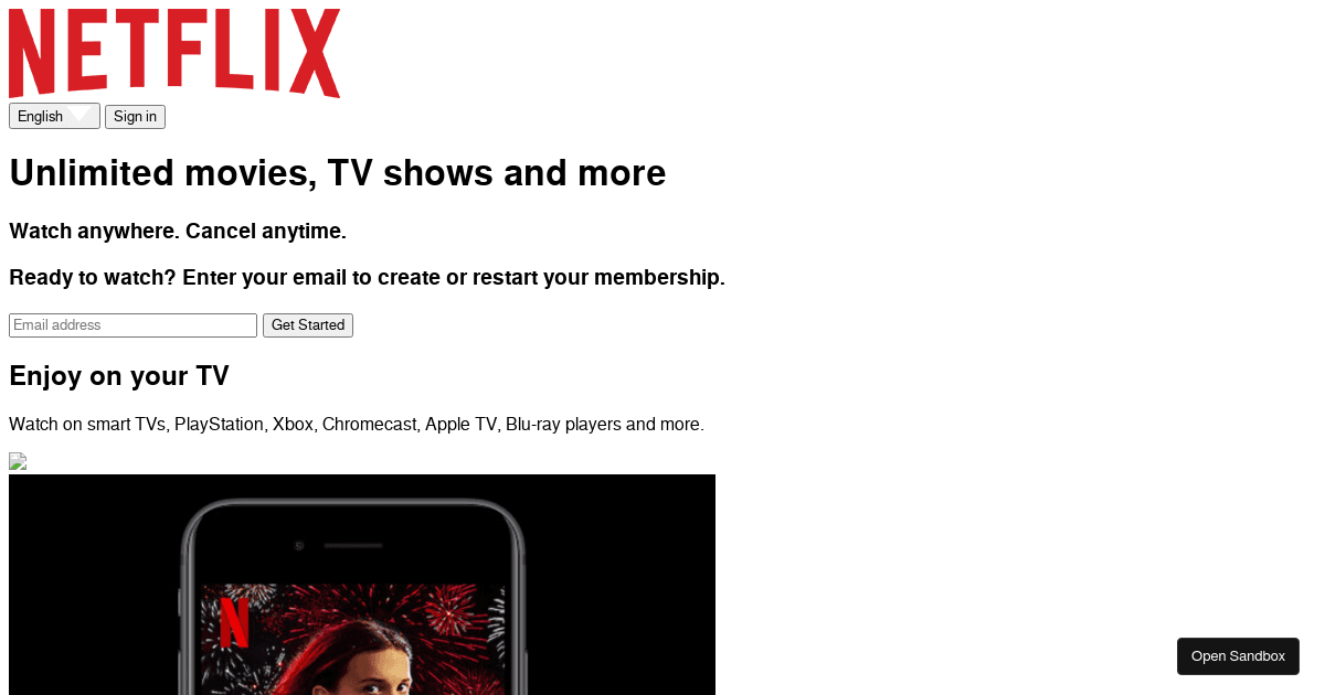 Netflix Homepage - Codesandbox