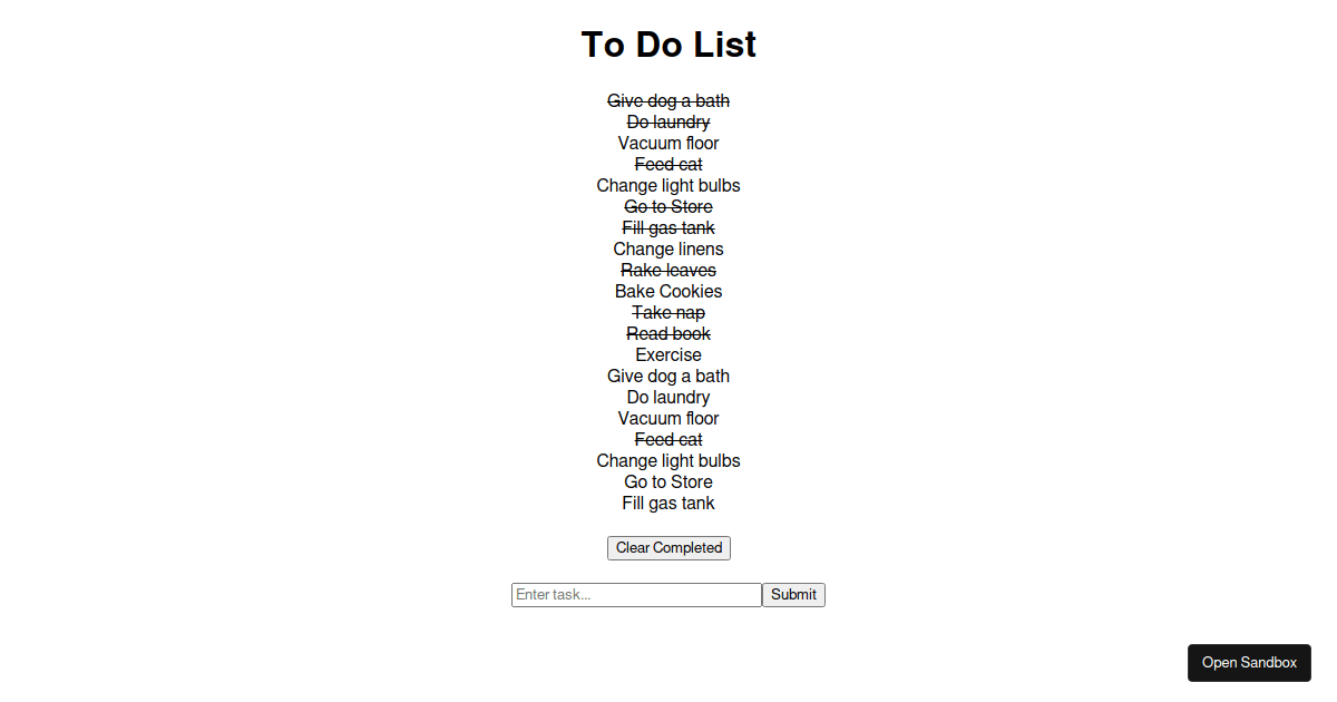 Todo React Strikethrough - Codesandbox Todo React Strikethrough - Codesandbox