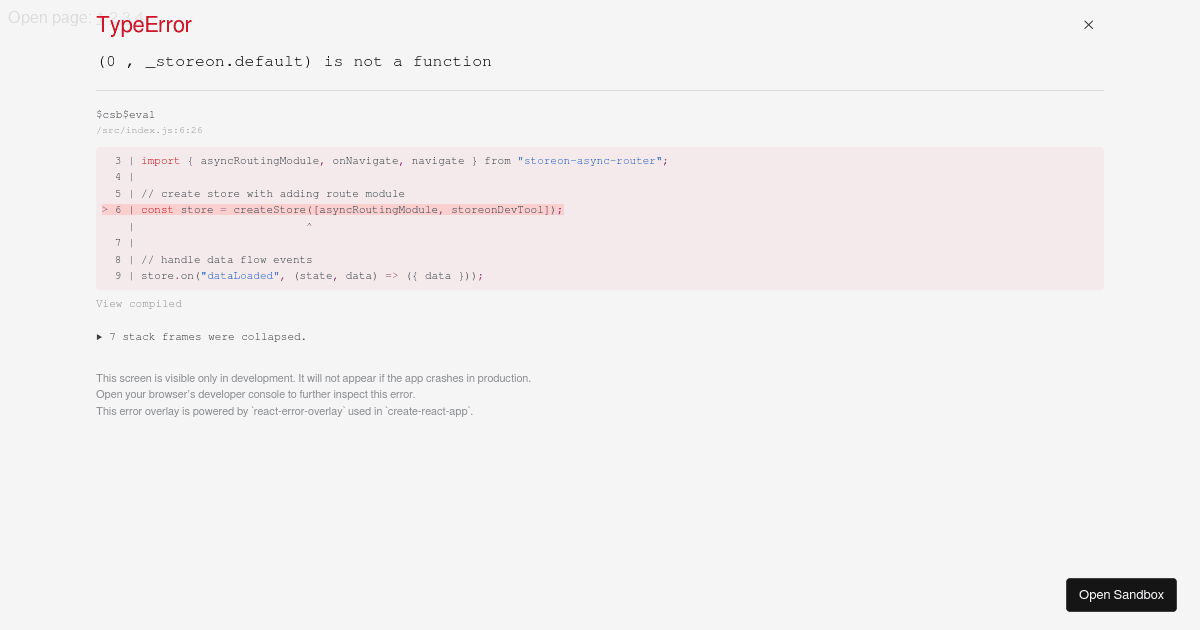 Storeon Async Router Simple Sample Codesandbox