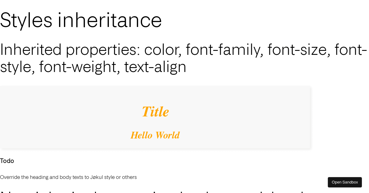 Jokul CSS - Styles inheritance - Codesandbox
