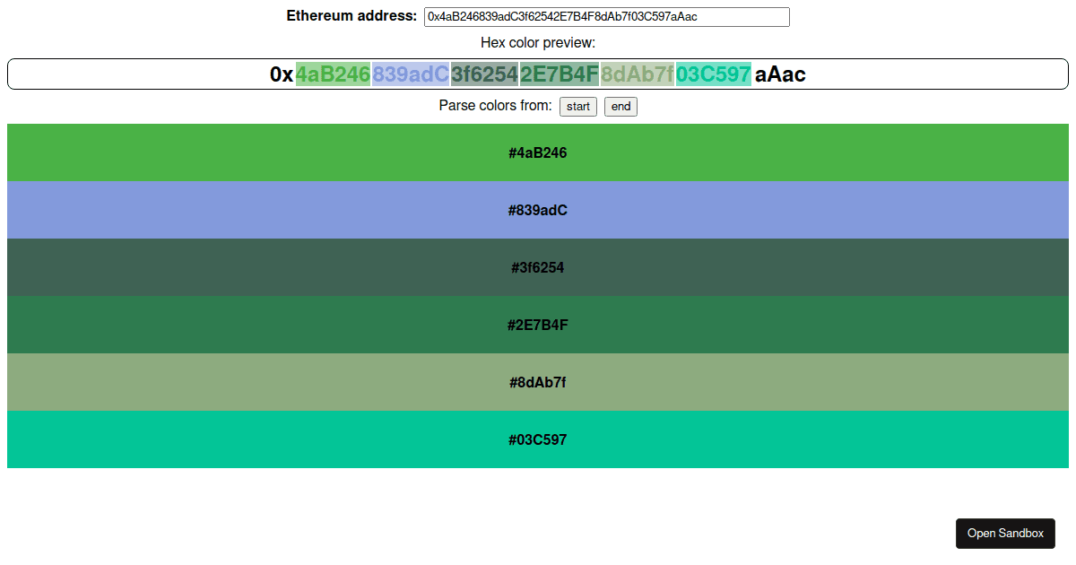 address colors - Codesandbox