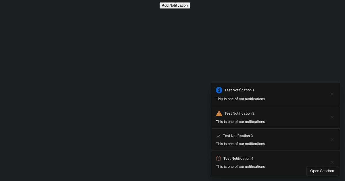 Notifications Test - Codesandbox