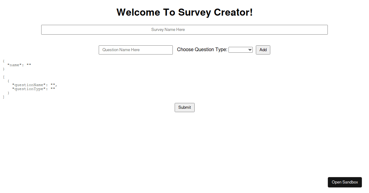 Survey Creator - Codesandbox