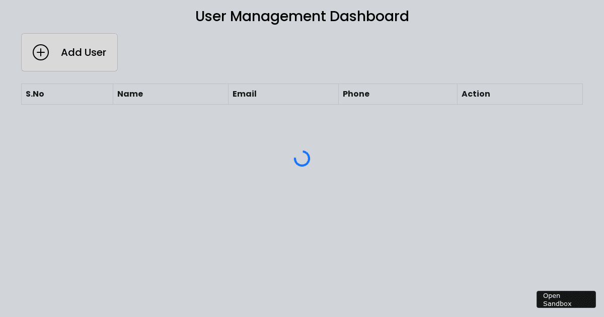 User Management Dashboard - Codesandbox
