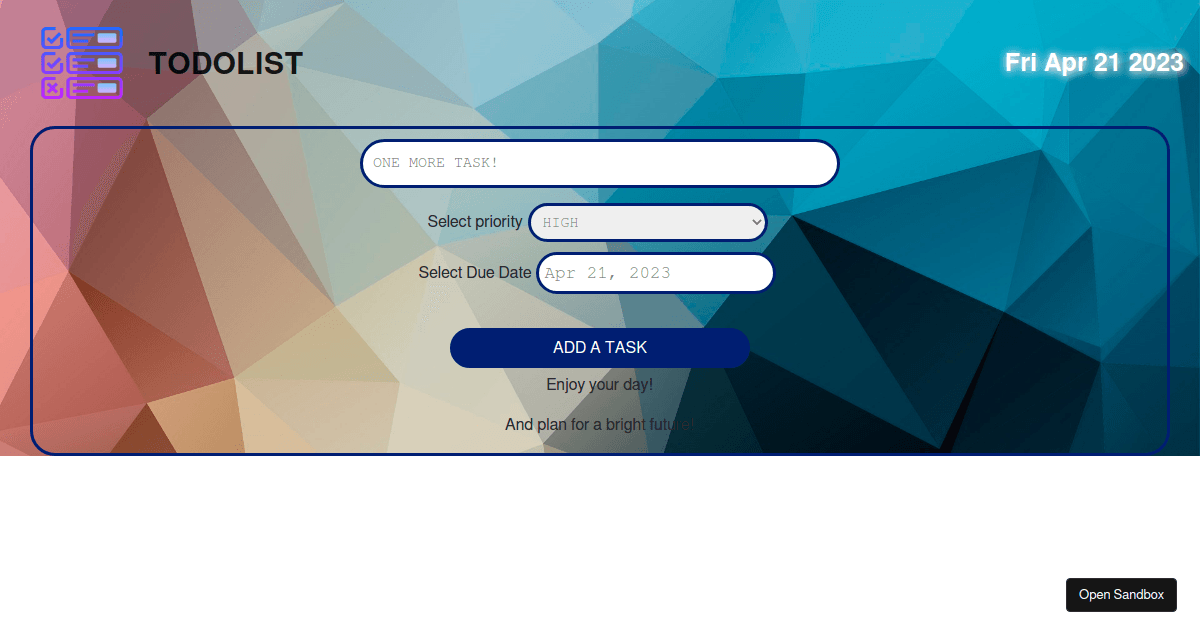TODOLIST /react project - Codesandbox
