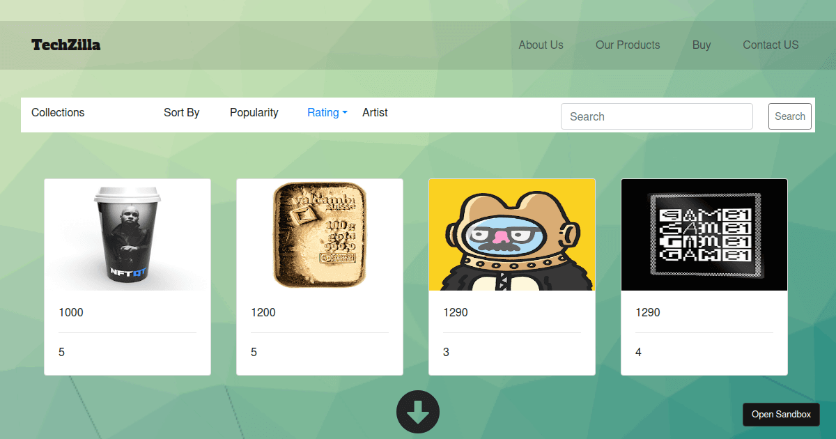 e-commerce (forked) - Codesandbox